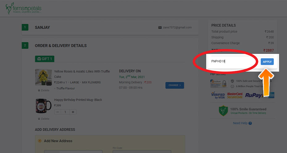 Ferns and Petals Coupon Codes & Offers Flat 20% OFF Mar 2021